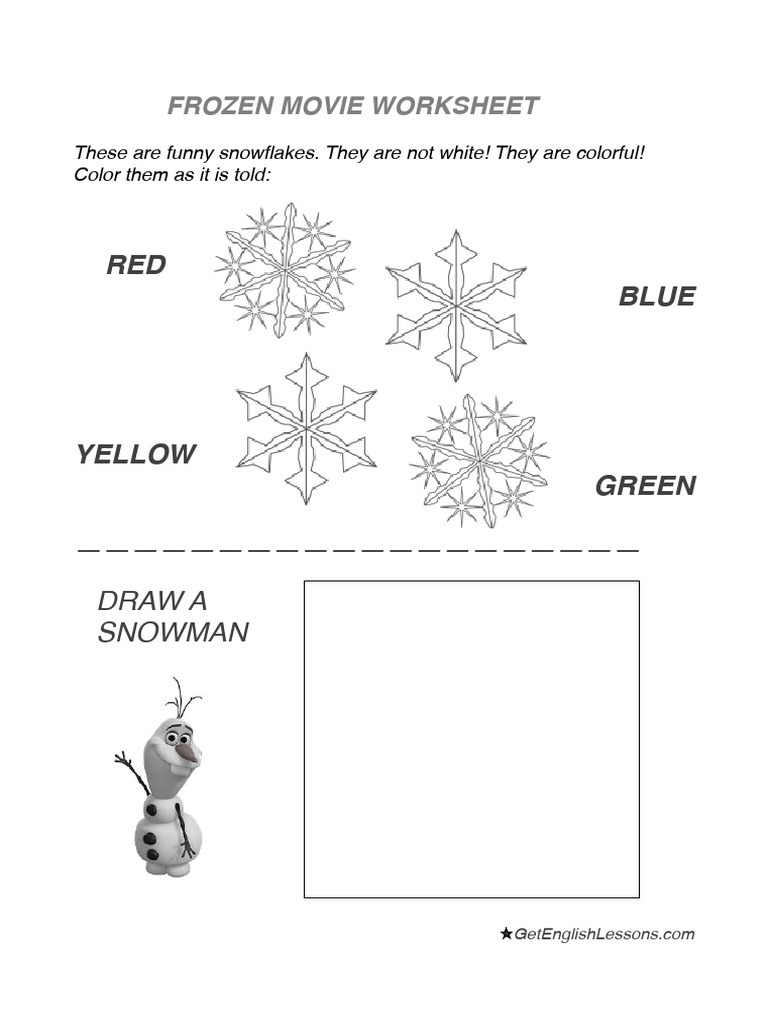 Frozen Movie Worksheet For Kids | PDF