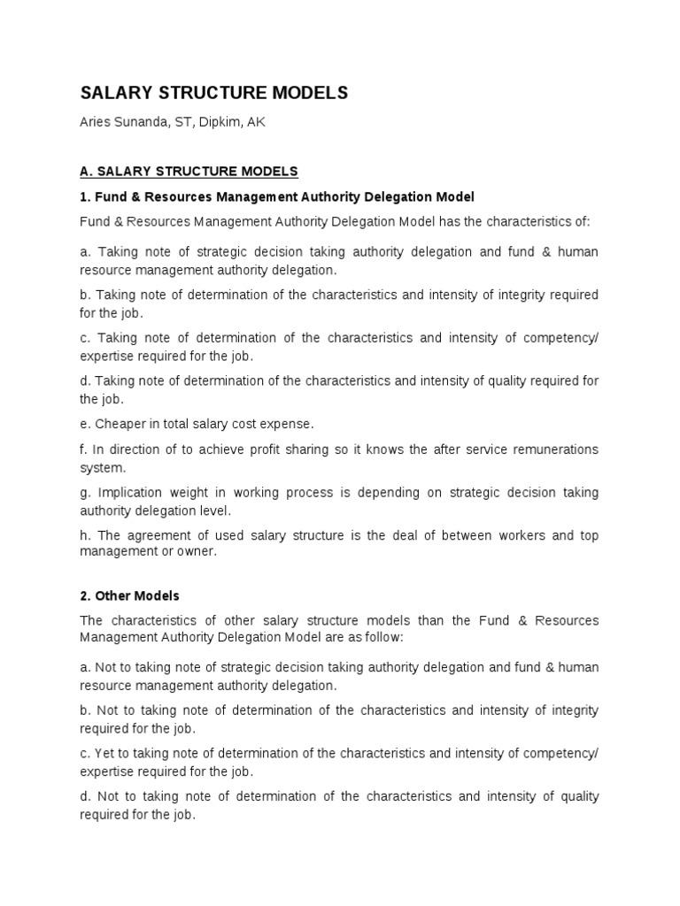 Salary Structure Models | PDF | Salary | Economies
