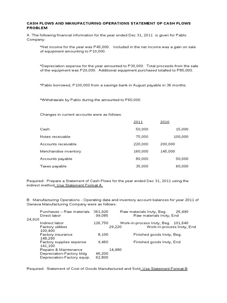 Cash Flows and Manufacturing Operations | PDF | Corporate Jargon | Money