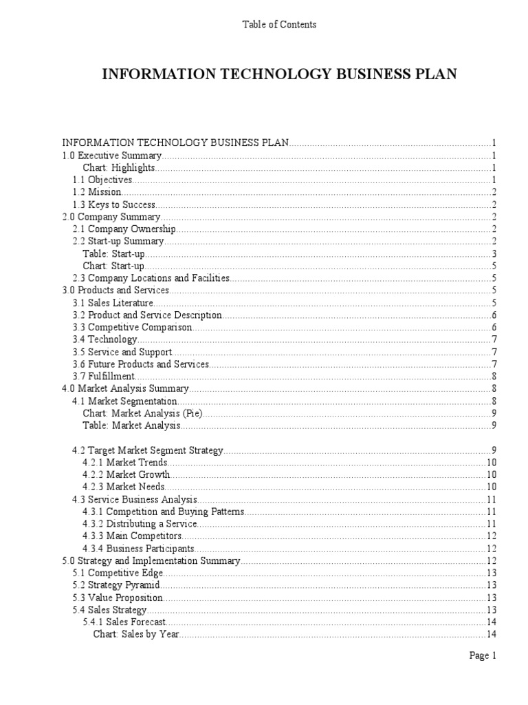 Information Technology Business Plan | PDF | Market Analysis ...