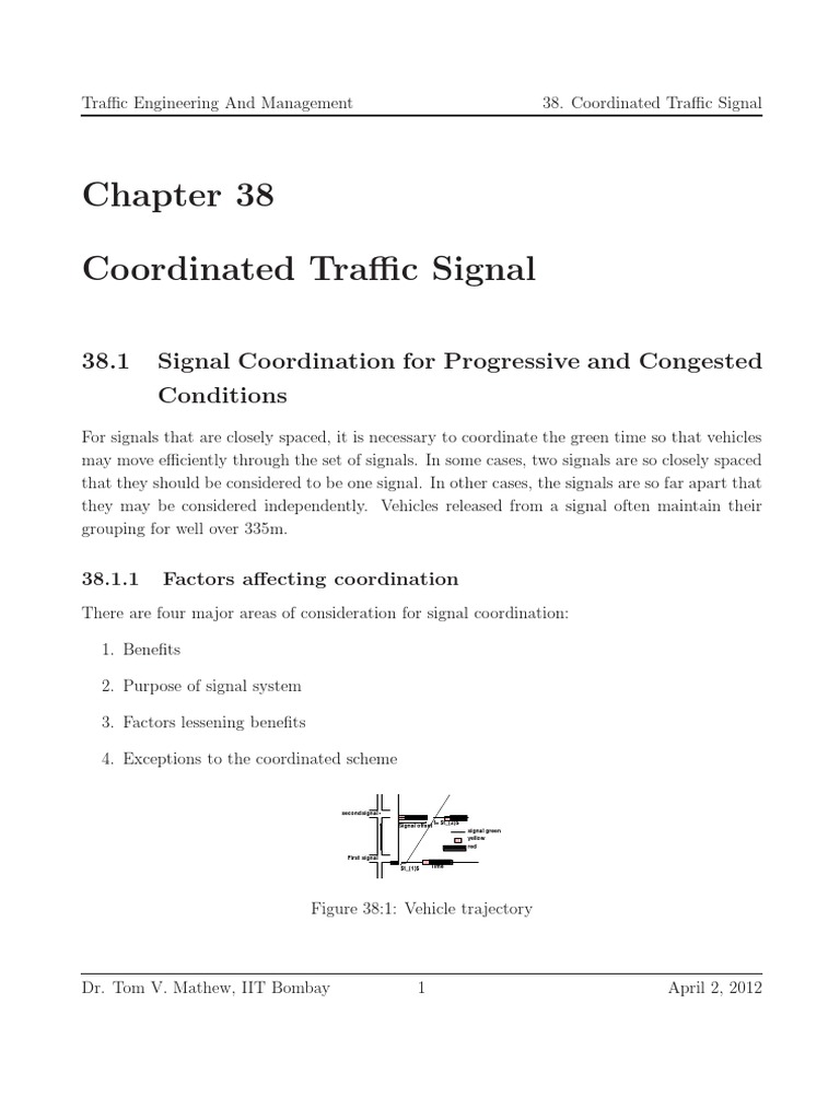 Coordinated Traffic Signal: 38.1 Signal Coordination For Progressive ...