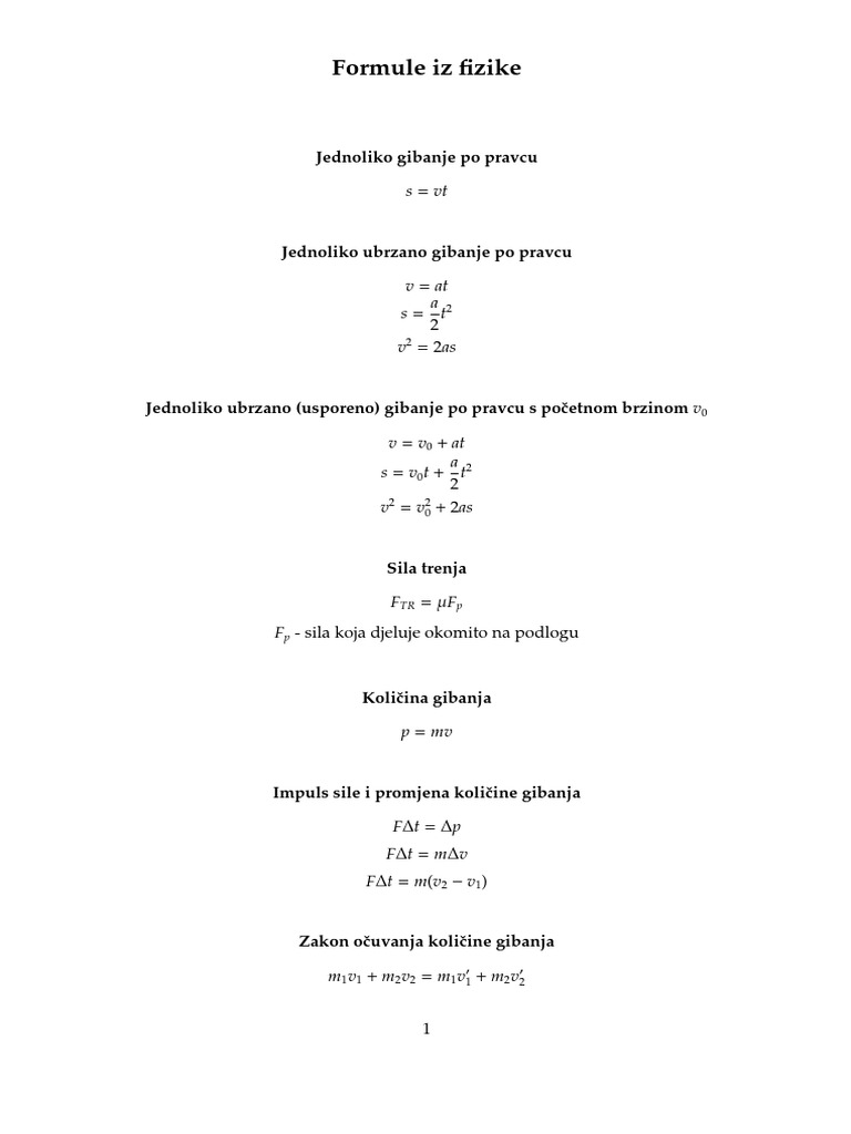 Fizika Formule | PDF