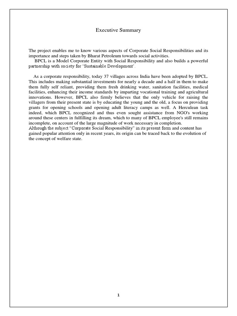 SOCIAL RESPONSIBILITY OF BHARAT PETROLEUM CORPORATION LIMITED (BPCL ...