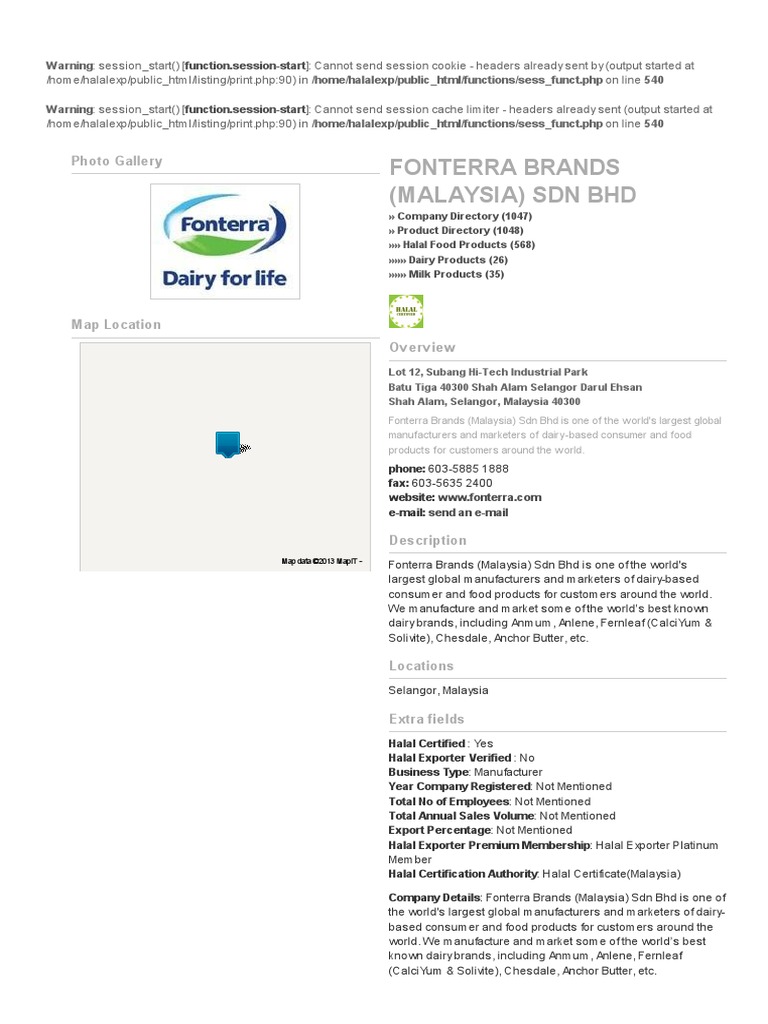 Fonterra Brands (Malaysia) SDN BHD | PDF
