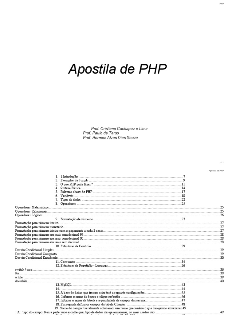 ApostilaPHP - Parte 1 | PDF | Php | Linguagem de script