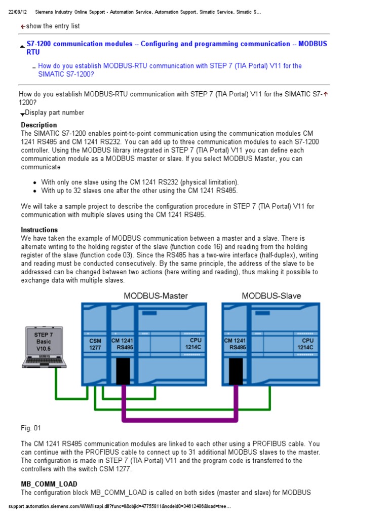 Protocolo Modbus - Siemens s7-1200 | Parâmetro (Programação de ...