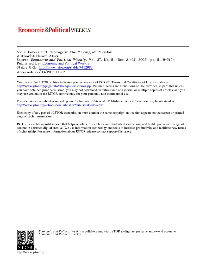 00 - Social Forces and Ideology in The Making of Pakistan by Hamza Alvi ...