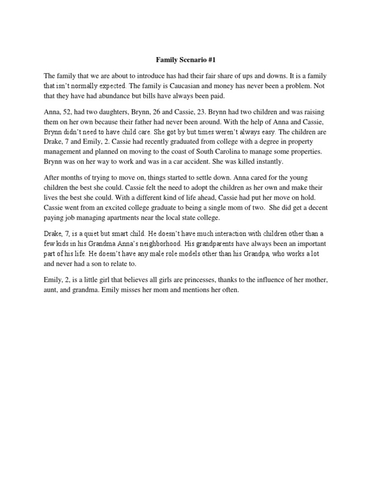 Standard 2-Family Scenarios | PDF | Single Parent | Child Care