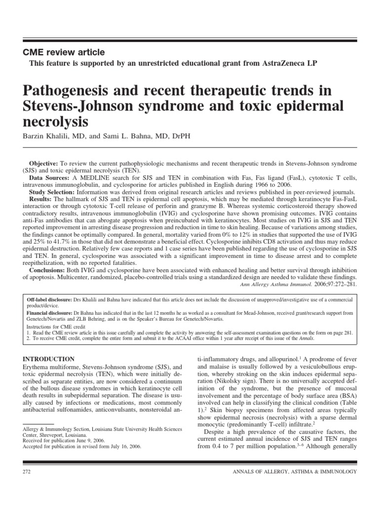 Pathogenesis and Recent Therapeutic Trends in Stevens-Johnson Syndrome ...