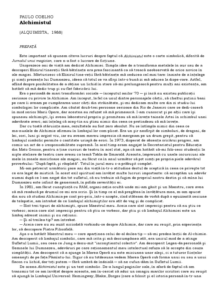 Alchimistul - Paulo Coelho | PDF