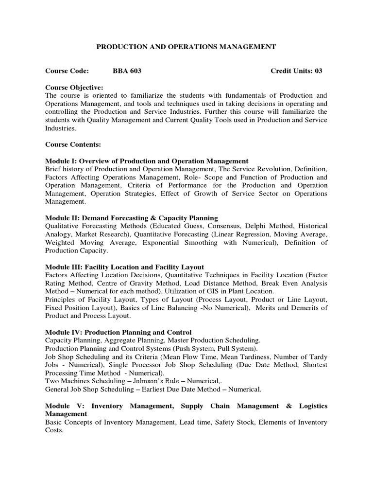 5ead9production and Operations Management-Bba-6 | PDF | Operations ...