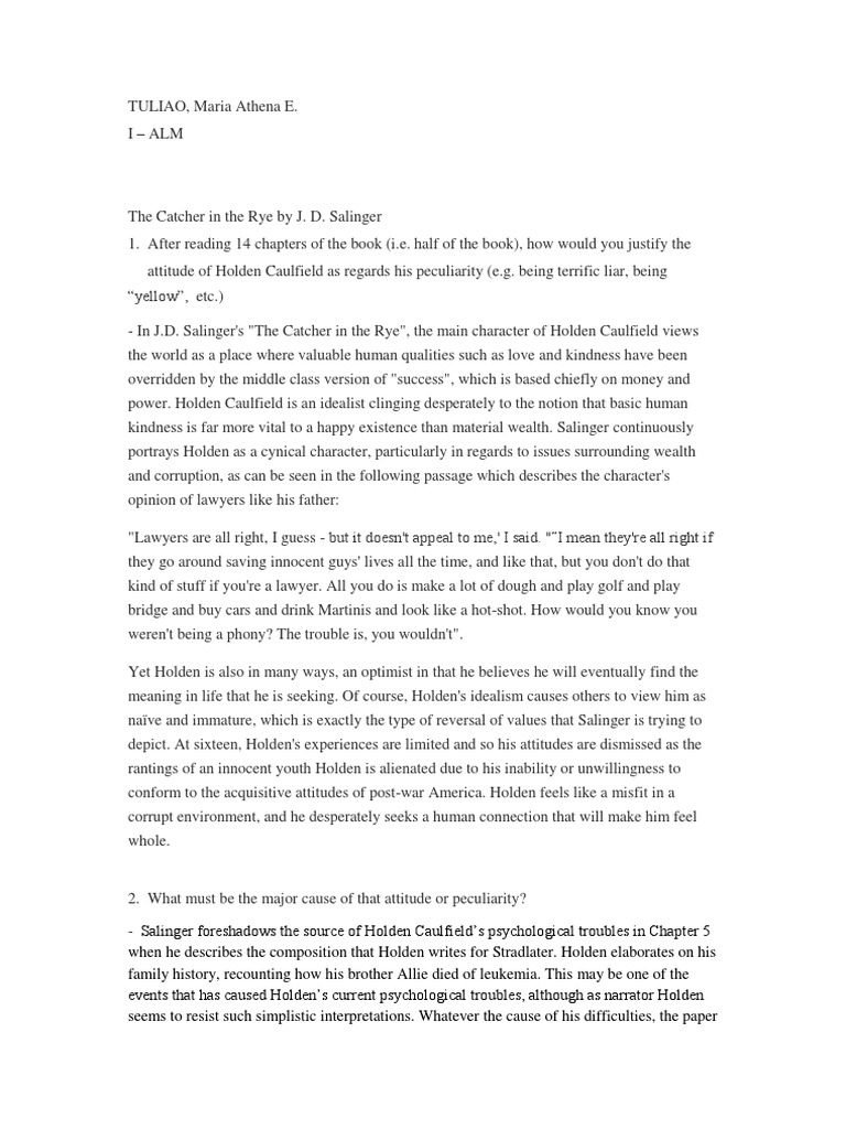 Catcher in The Rye | PDF | J. D. Salinger