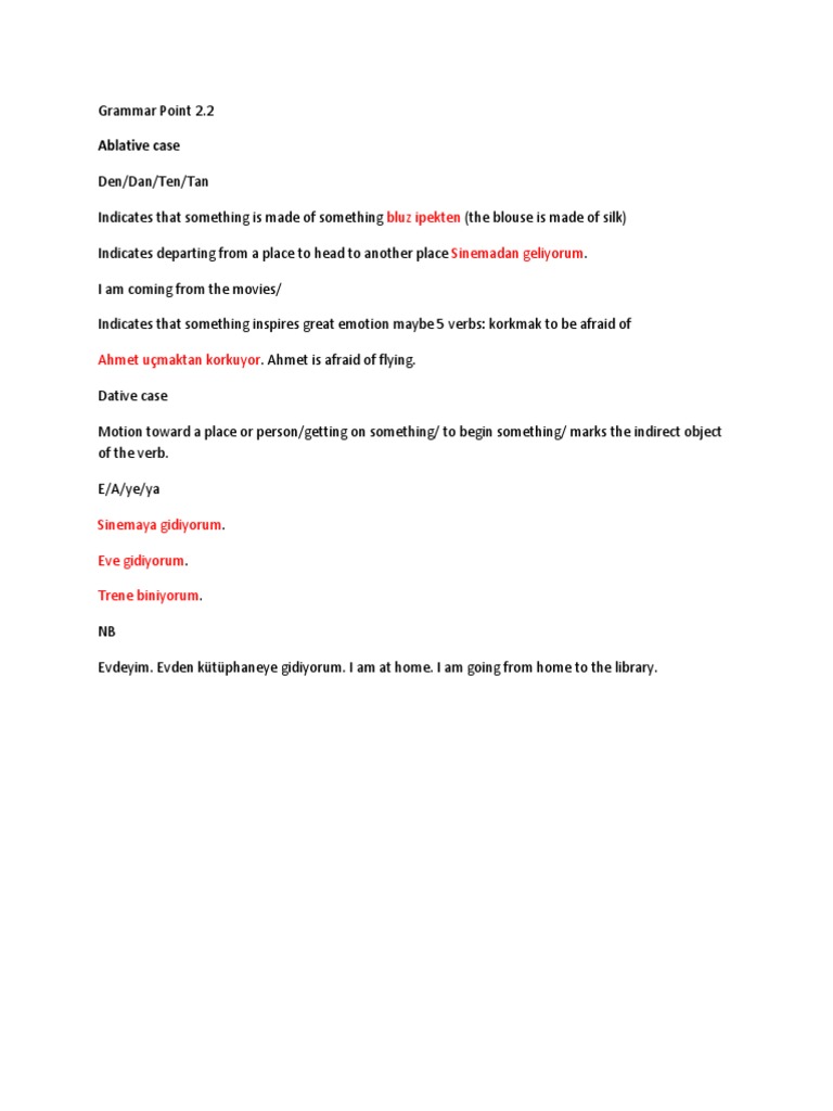 Turkish Ablative Case Explained | PDF | Language Arts & Discipline | Art