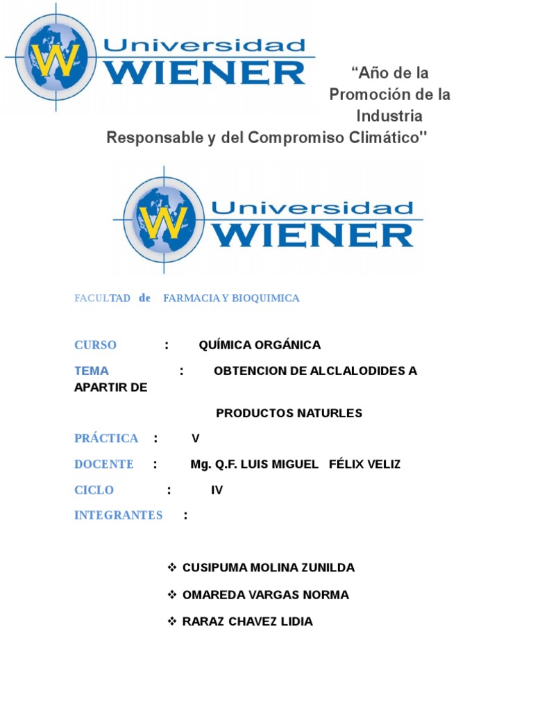 Obtención de Alcaloides Naturales | PDF | Cocina, comidas y vino ...