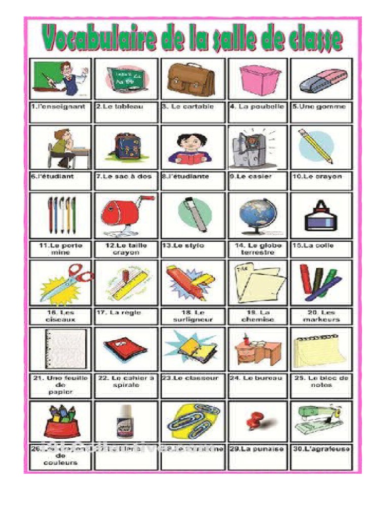 Vocabulaire de La Salle de Classe | PDF