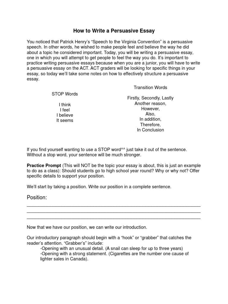 Persuasive Essay Writing Guide | PDF | Essays | Paragraph