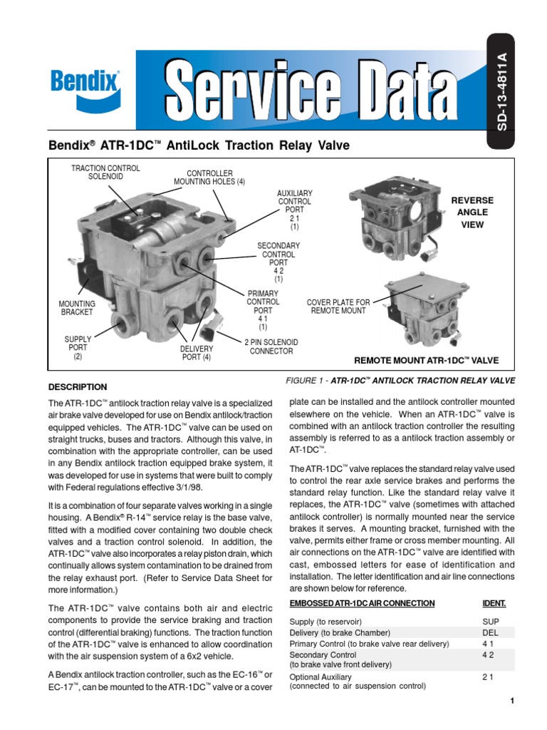 Bendix Atr1dc Antilock Traction Relay | PDF | Anti Lock Braking System ...