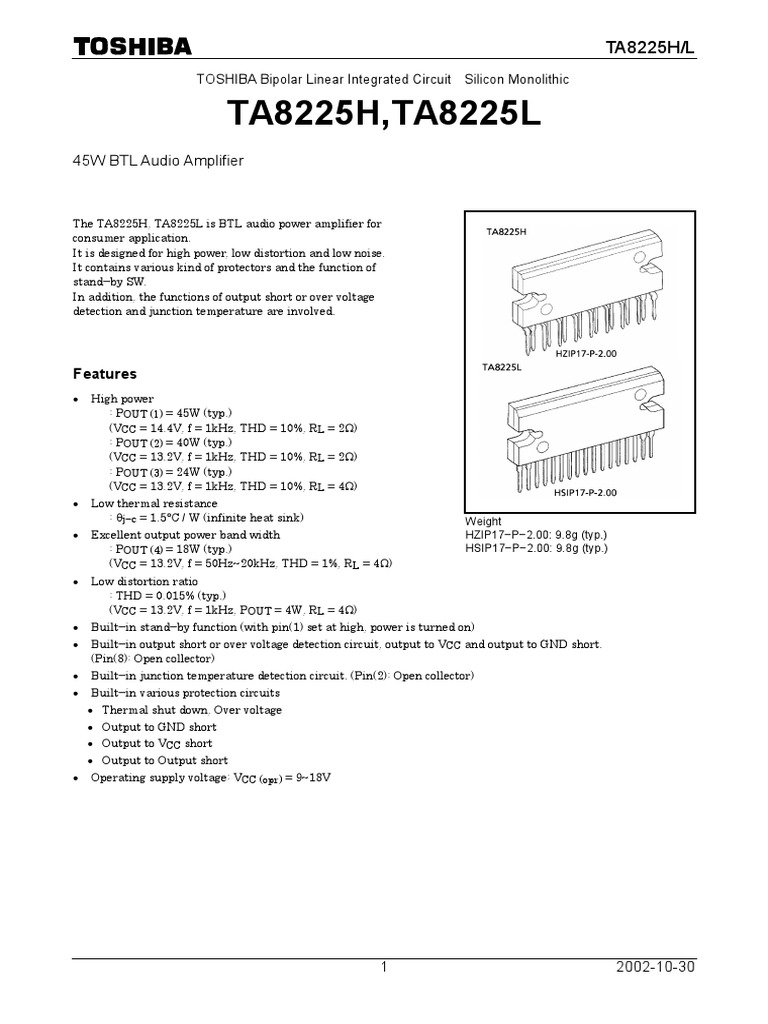 TA8225H | Download Free PDF | Capacitor | Reliability Engineering