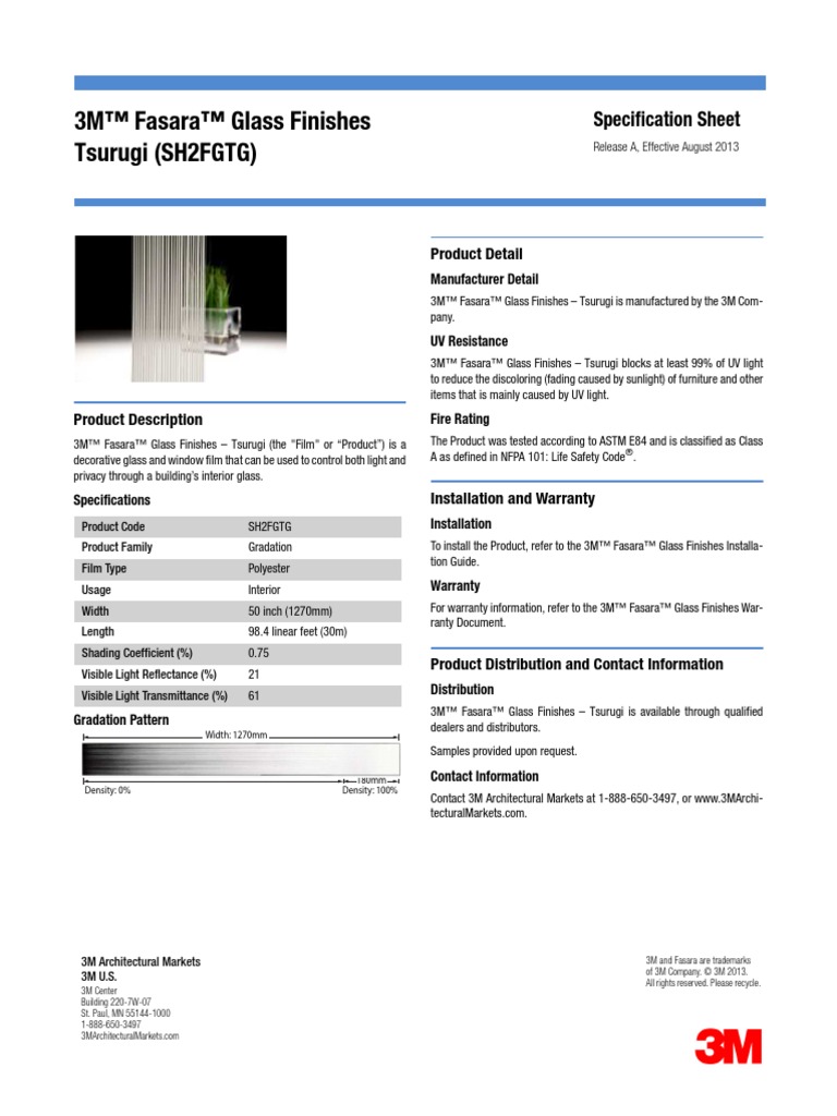 3M™ Fasara™ Glass Finishes Tsurugi (SH2FGTG) : Product Detail | PDF