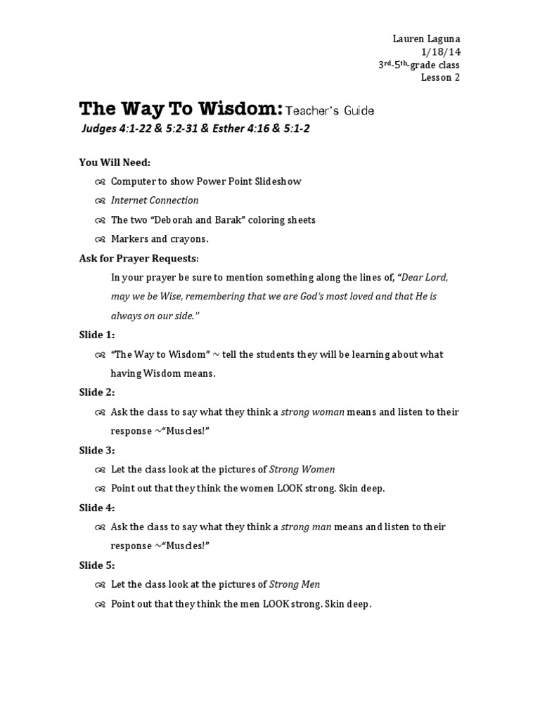 The Way To Wisdom:: Teacher's Guide | PDF | Wisdom