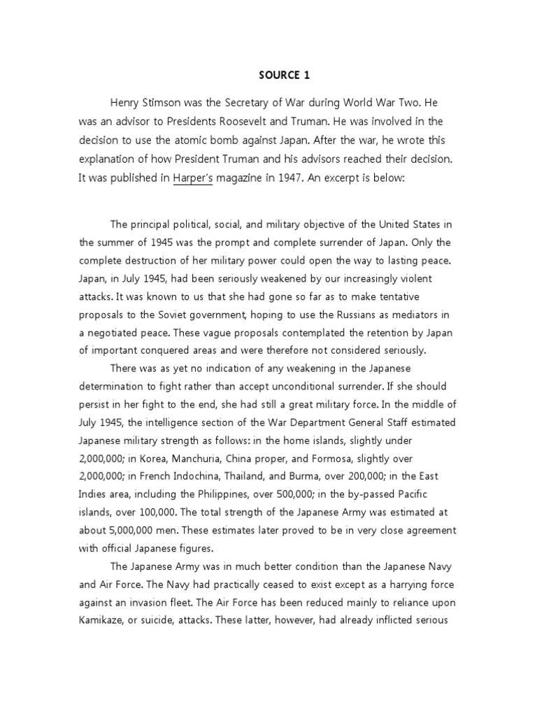 Atomic Bomb Sources | PDF | Empire Of Japan | Surrender Of Japan