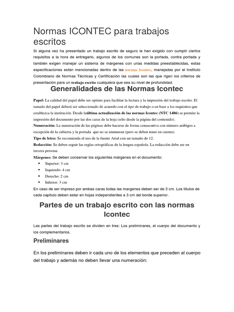Normas ICONTEC para Trabajos Escritos | PDF | Documento | Papel