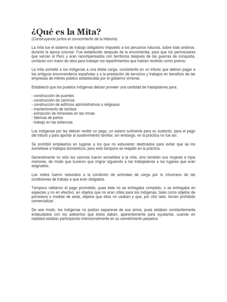 Qué Es La Mita | PDF