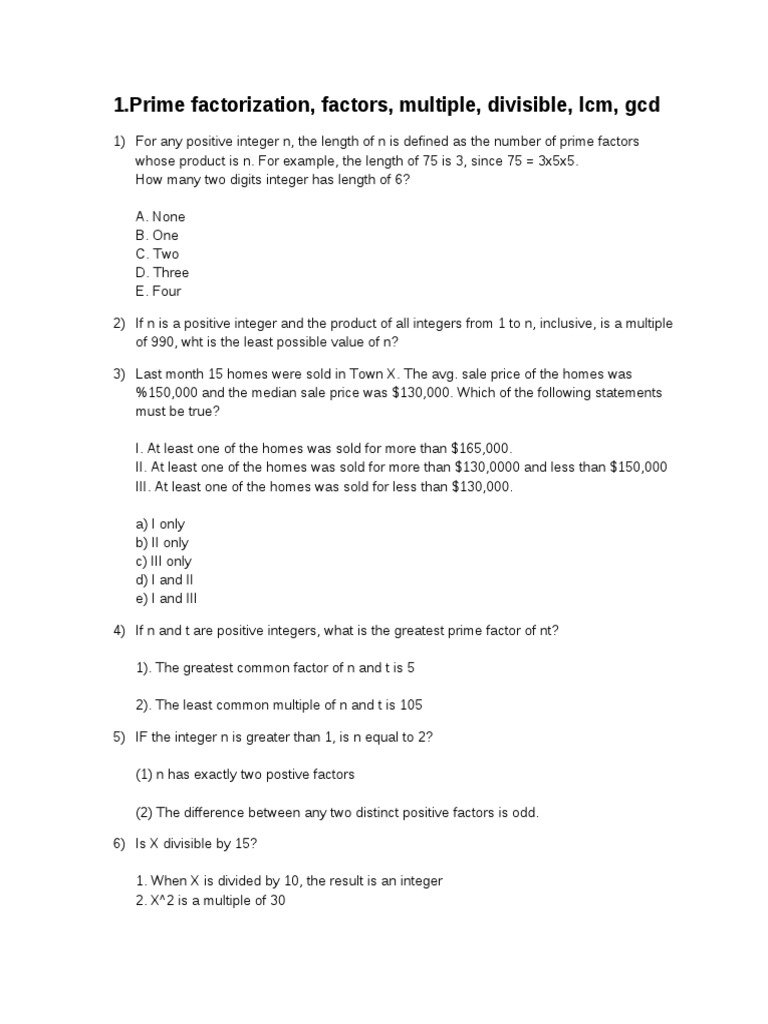 Prime Factorization and Divisibility Concepts | PDF