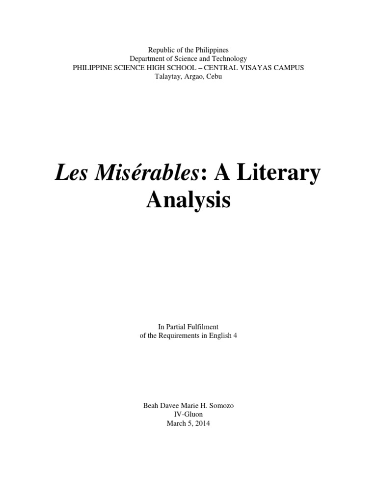 Literary Analysis On Les Miserables | PDF | Les Misérables | Cosette