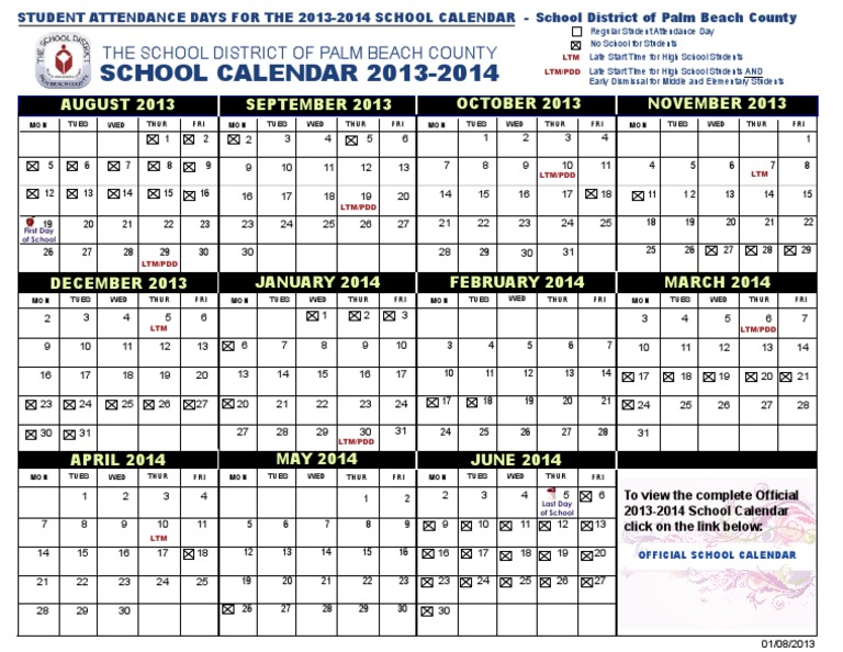 SCHOOL CALENDAR 2013-2014: The School District of Palm Beach County | PDF