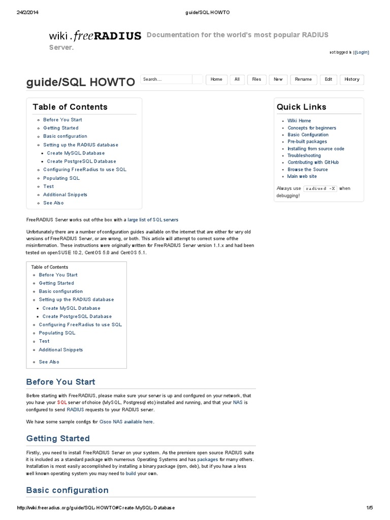 SQL Freeradius Tutorial PDF | PDF | Radius | Databases