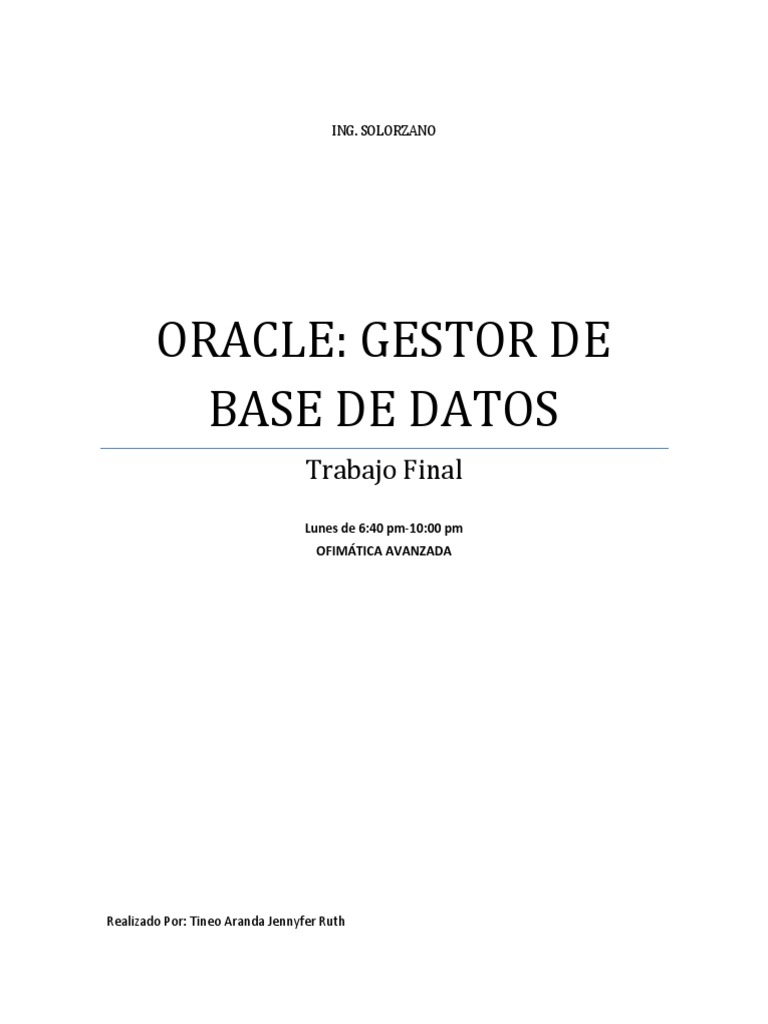 Oracle - Gestor de Base de Datos | PDF | SQL | Base de datos Oracle