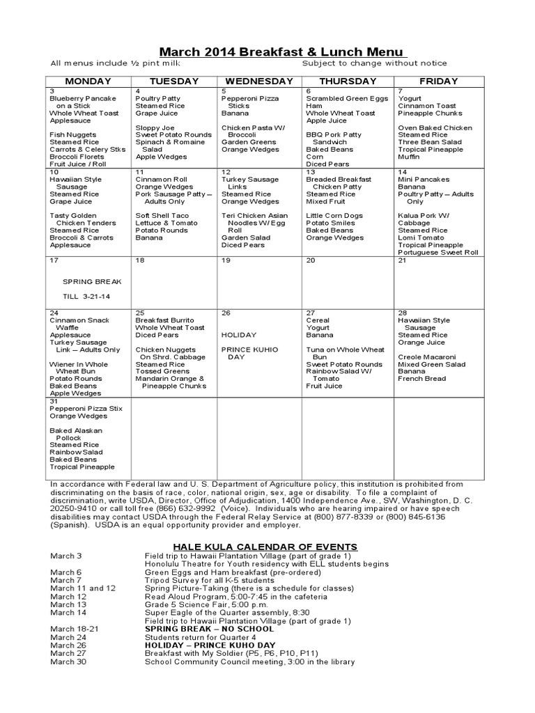 March Breakfast & Lunch Menu | PDF | Sausage | Pancake