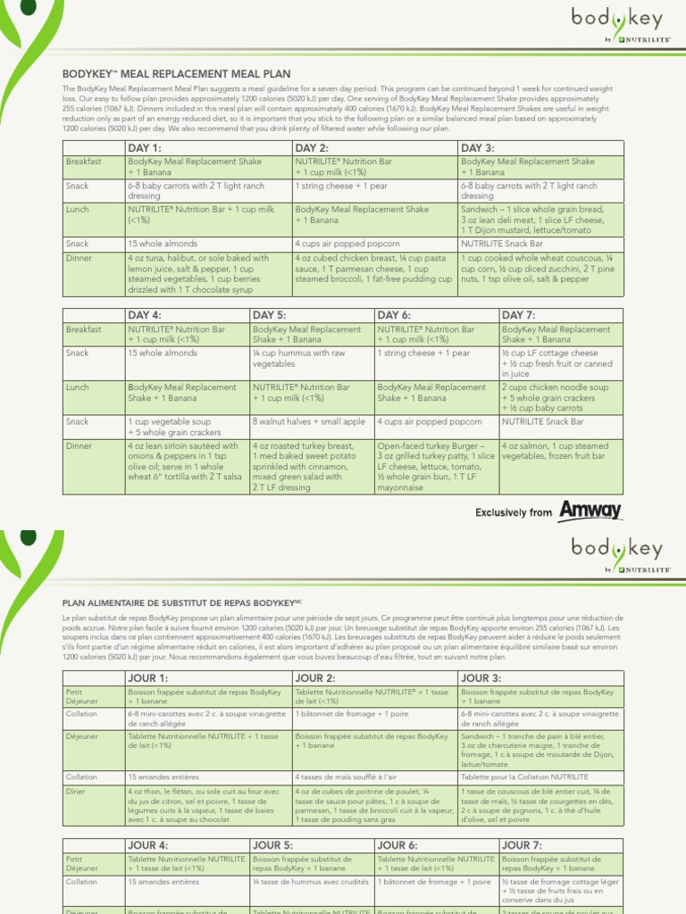 Meal Replacement Meal Plans | PDF | Meal | Salad