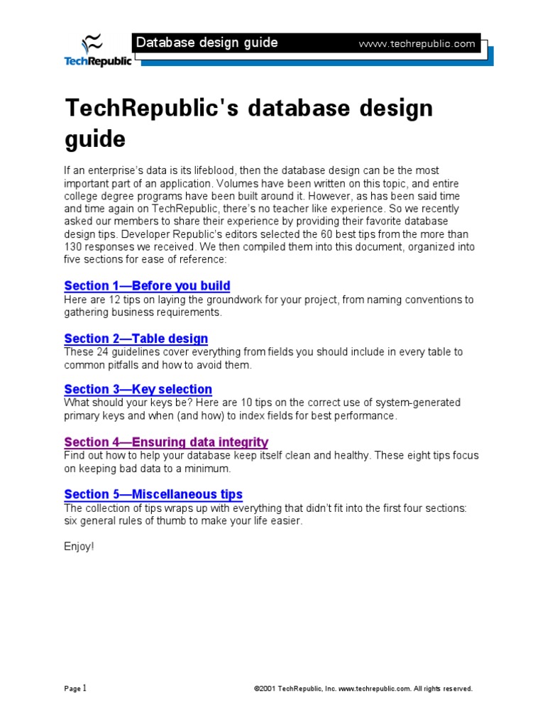 DB Design Tips | PDF | Database Index | Databases