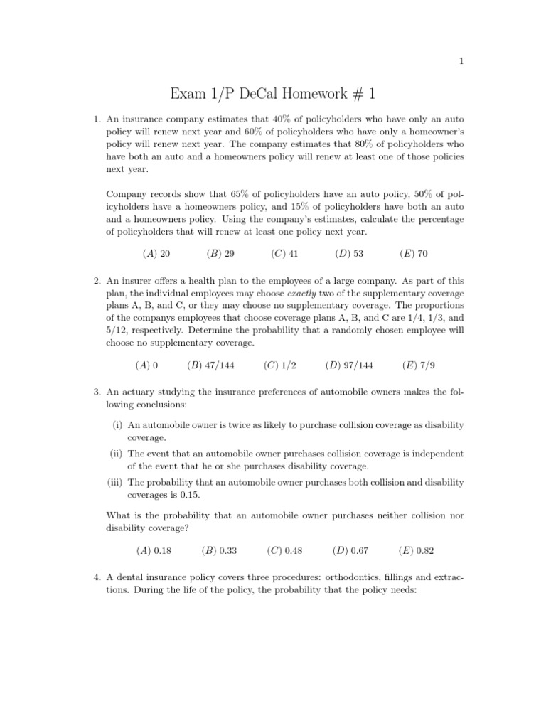 Exam 1 Homework Insurance Renewal Rates | PDF | Home Insurance | Insurance
