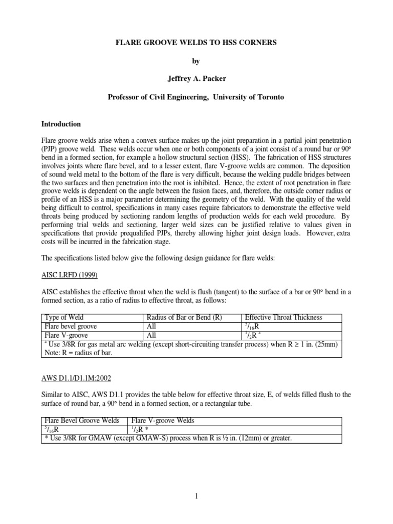 Flare Bevel Welds in HSS Structures | PDF | Welding | Construction