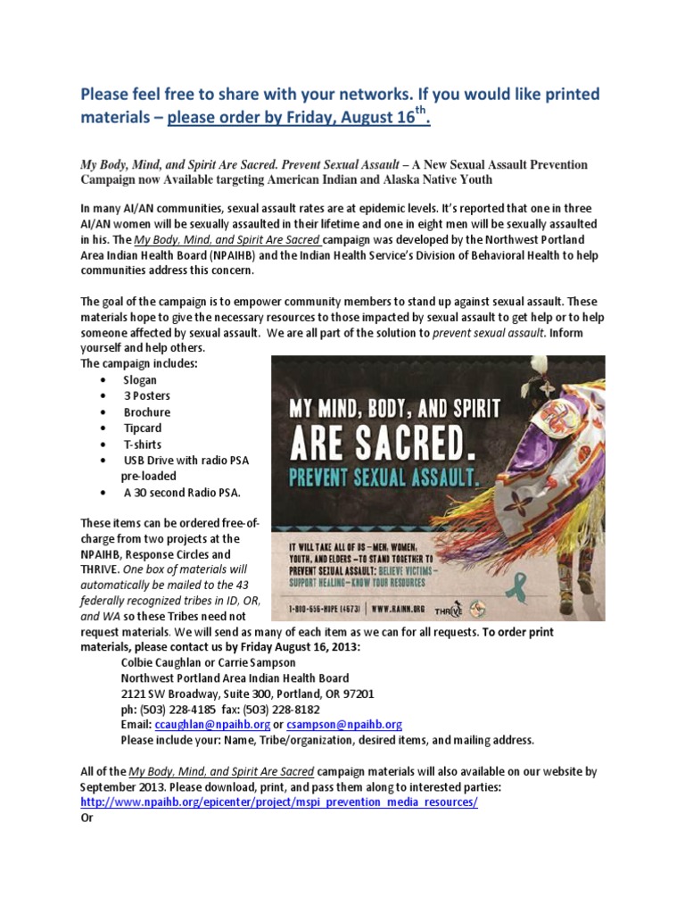 Sacred Campaign Against Sexual Assault | PDF | Sexual Assault | Native ...