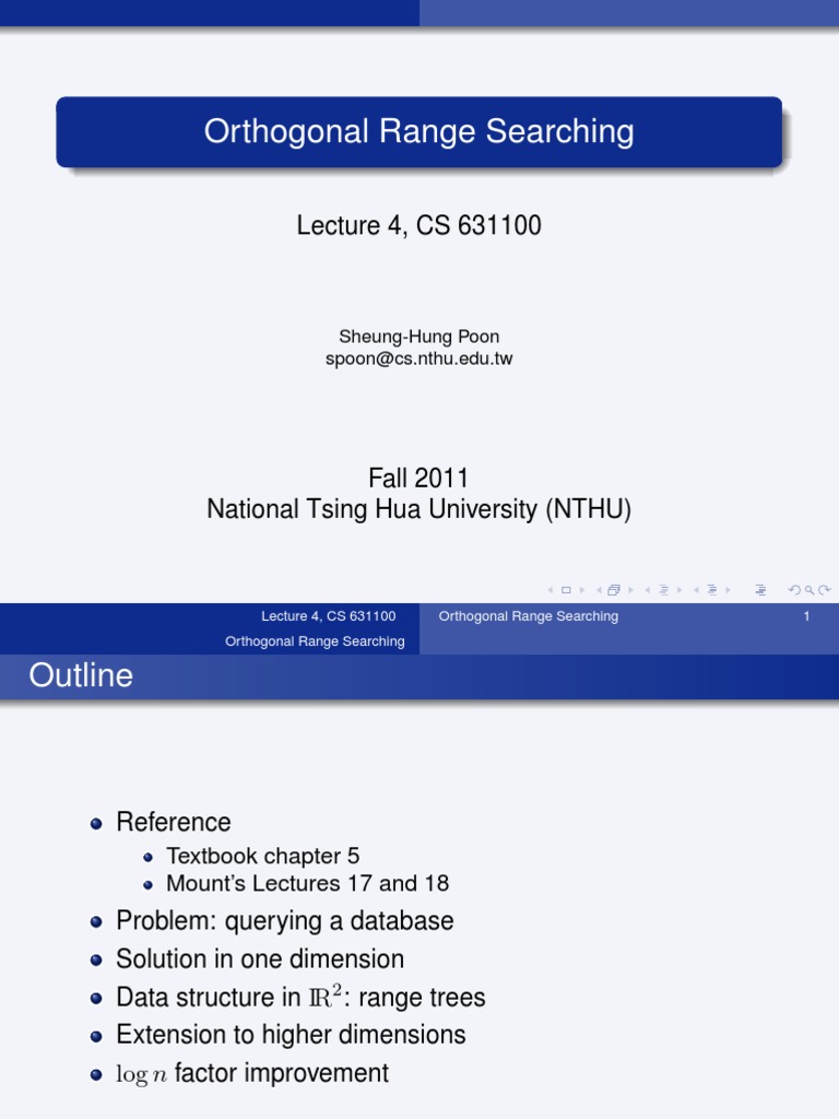 Lecture04 Range Searching Pdf Areas Of Computer Science Algorithms