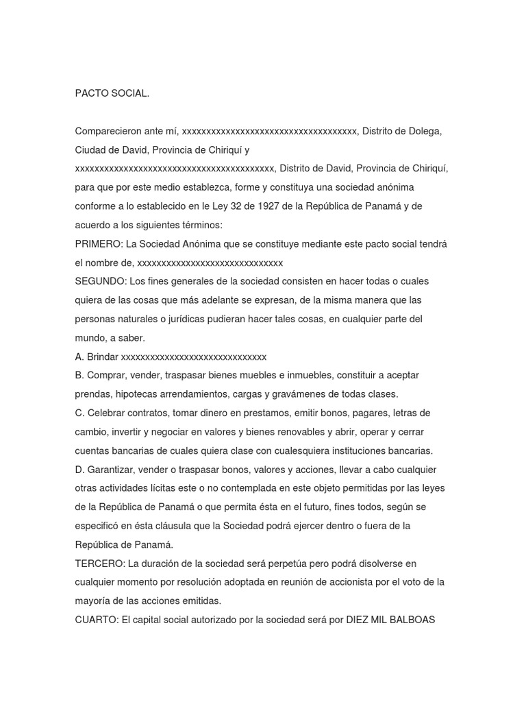 Pacto Social | PDF | Compartir (Finanzas) | Bancos