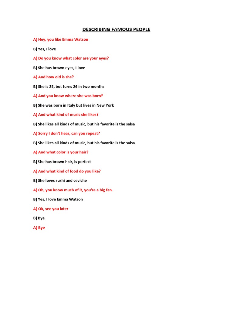 Describing Famous People | PDF | Art