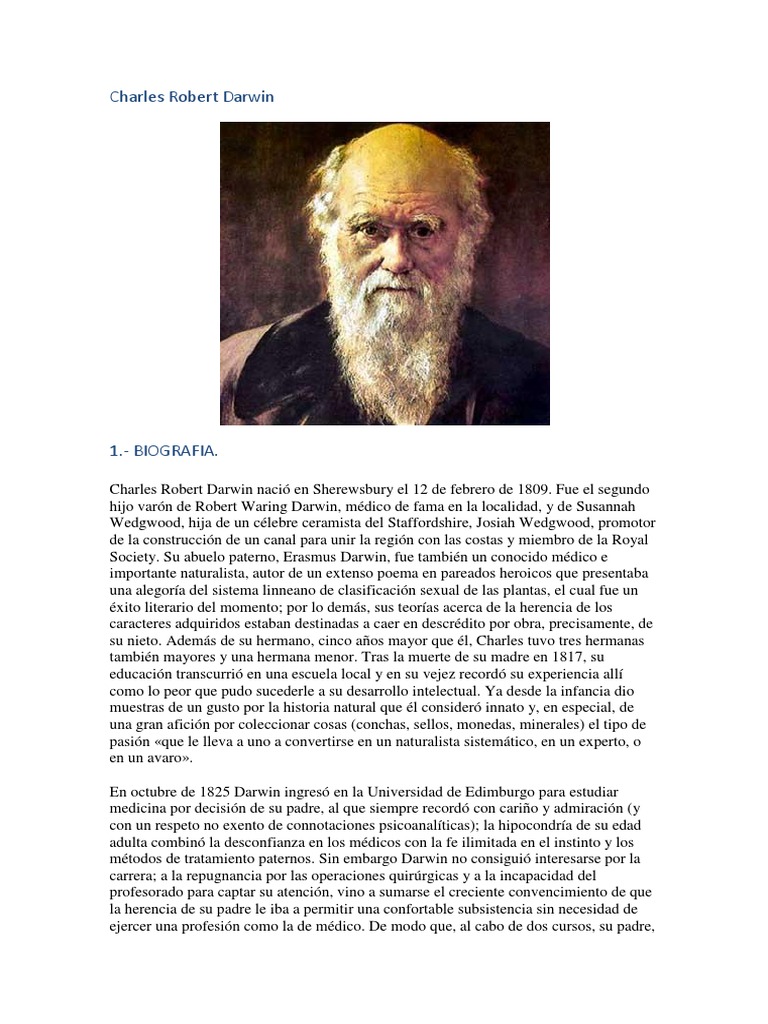 Charles Robert Darwin | PDF | Charles Darwin | Biología