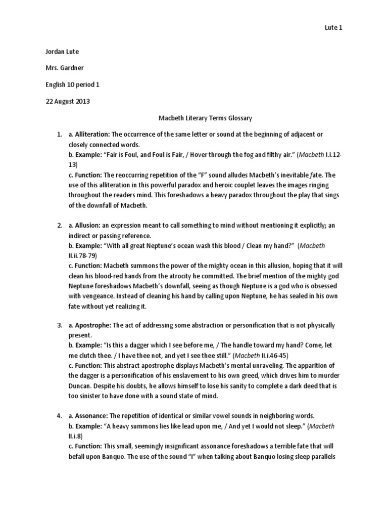 Macbeth Literary Devices Explained | PDF | Macbeth | Poetry
