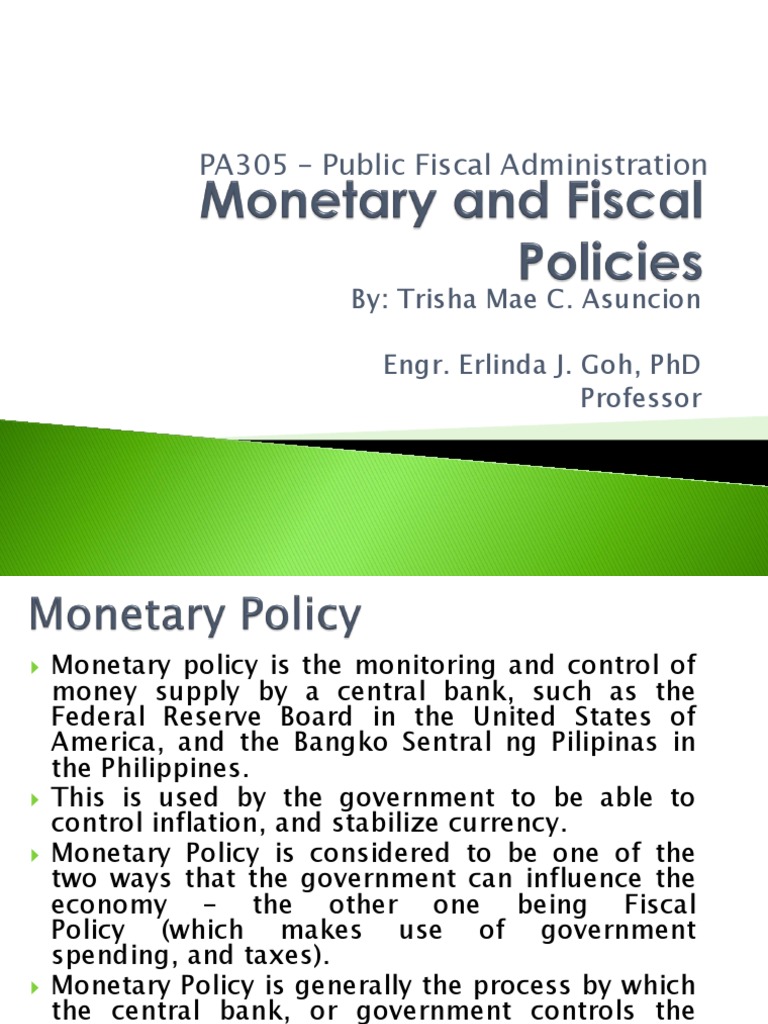 Monetary and Fiscal Policies | PDF | Monetary Policy | Fixed Exchange ...