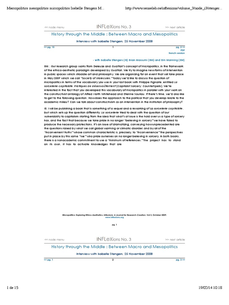 Macropolitics Mesopolitics Micropolitics Isabelle Stengers Manning ...