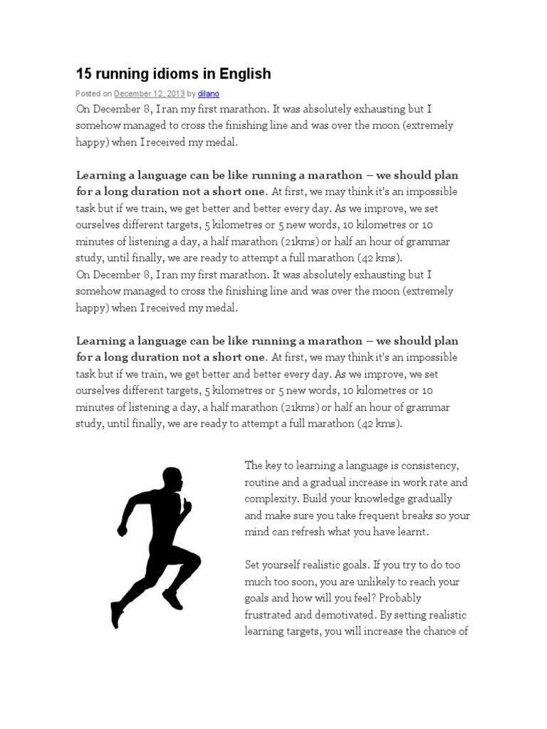 15 Common Running Idioms Explained | PDF | Language Arts & Discipline