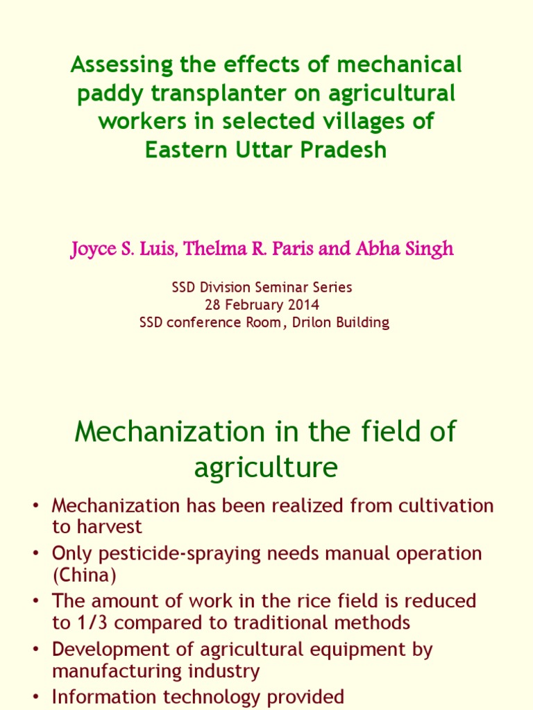 Impact of Mechanical Paddy Transplanters on Labor | PDF | Plant Nursery ...
