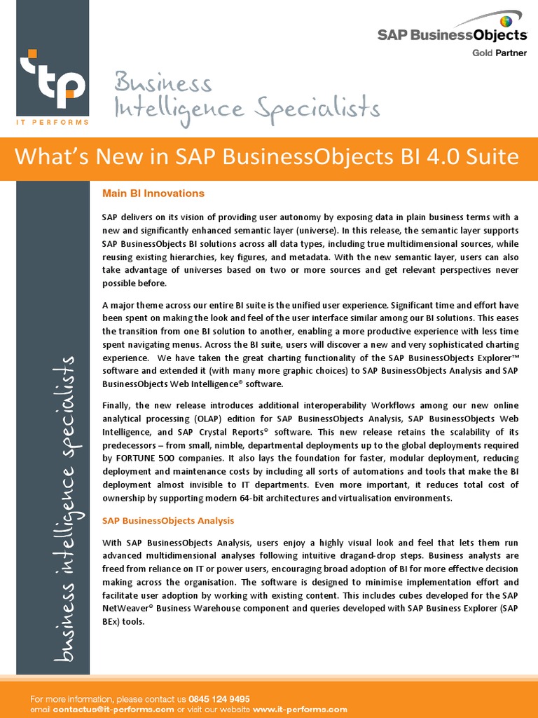 What'S New in Sap Businessobjects Bi 4.0 Suite | PDF | Business ...