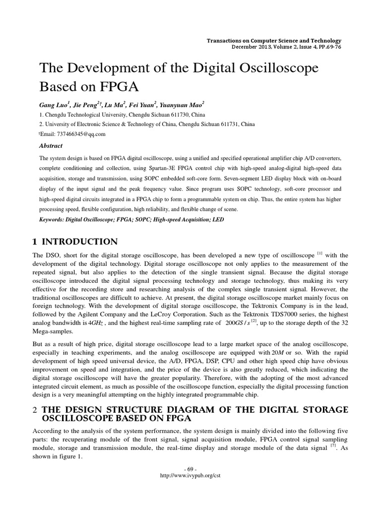FPGA-Based Digital Oscilloscope Design | PDF | Analog To Digital ...