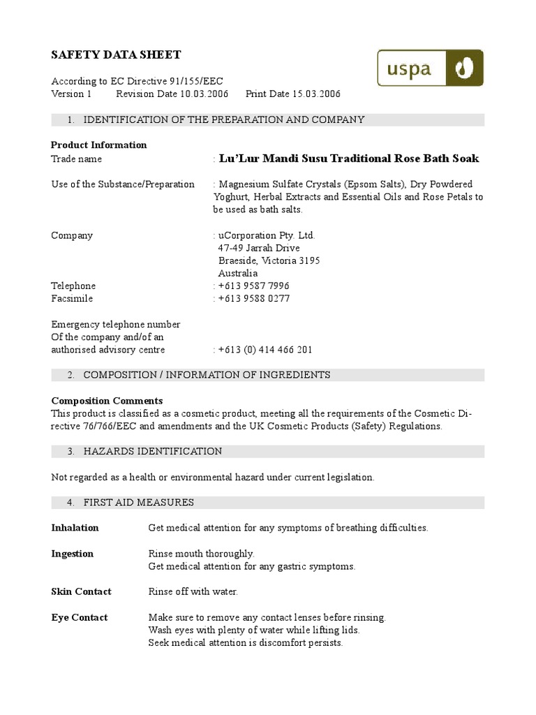 MSDS Mandi Susu | PDF | Toxicity | Hygiene